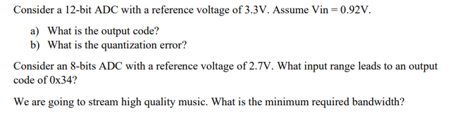Solved Consider a 12-bit ADC with a reference voltage of 3.3 | Chegg.com
