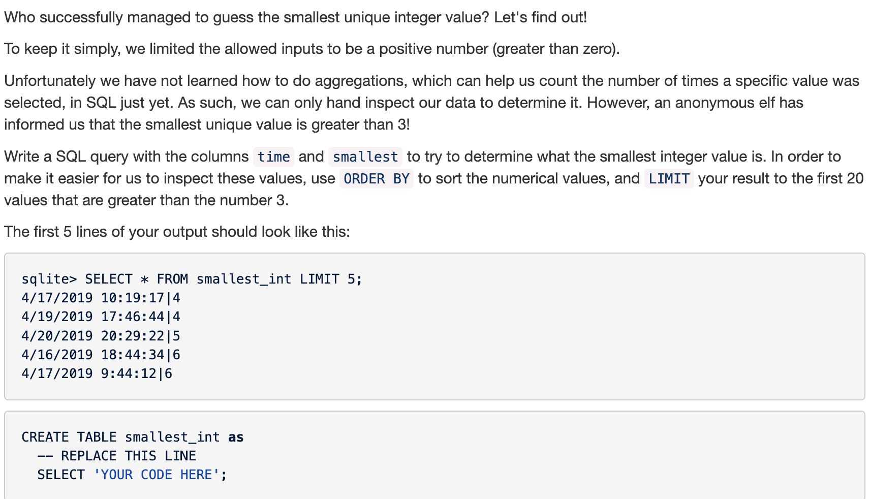 Solved Who successfully managed to guess the smallest unique | Chegg.com