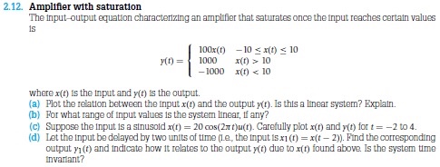 2.12. Amplifier with saturation The input-output | Chegg.com