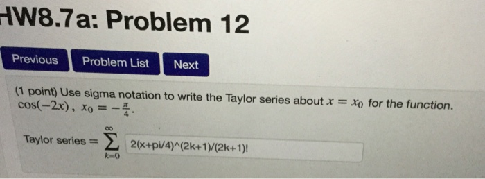 Solved HW8.7a: Problem 12 Previous Problem List Next (1 | Chegg.com