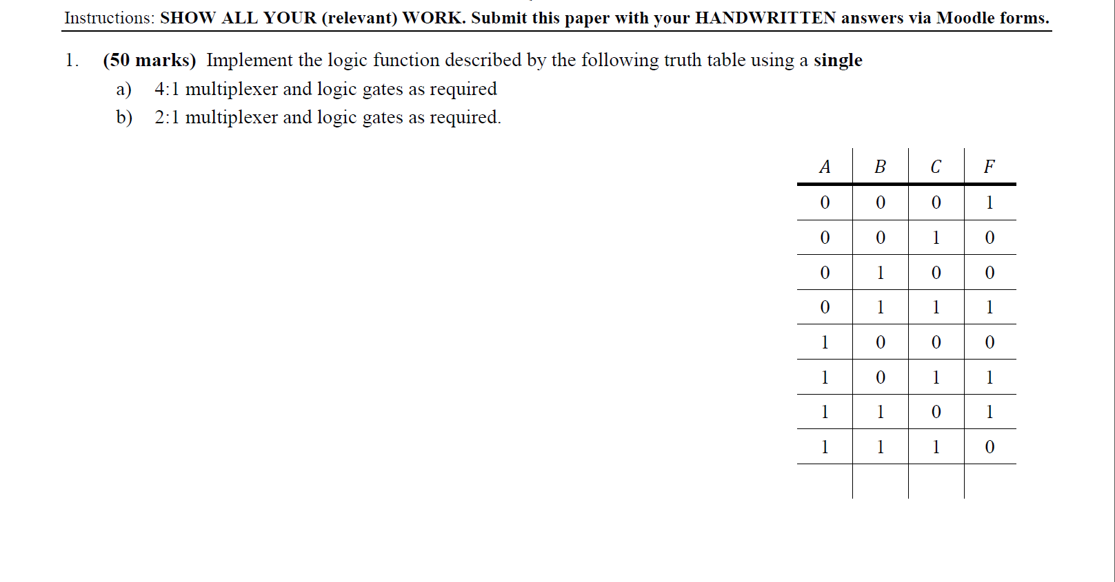 Solved Instructions: SHOW ALL YOUR (relevant) WORK. Submit | Chegg.com