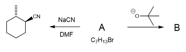 Solved CN ot. NaCN B DMF A C7H13BT | Chegg.com