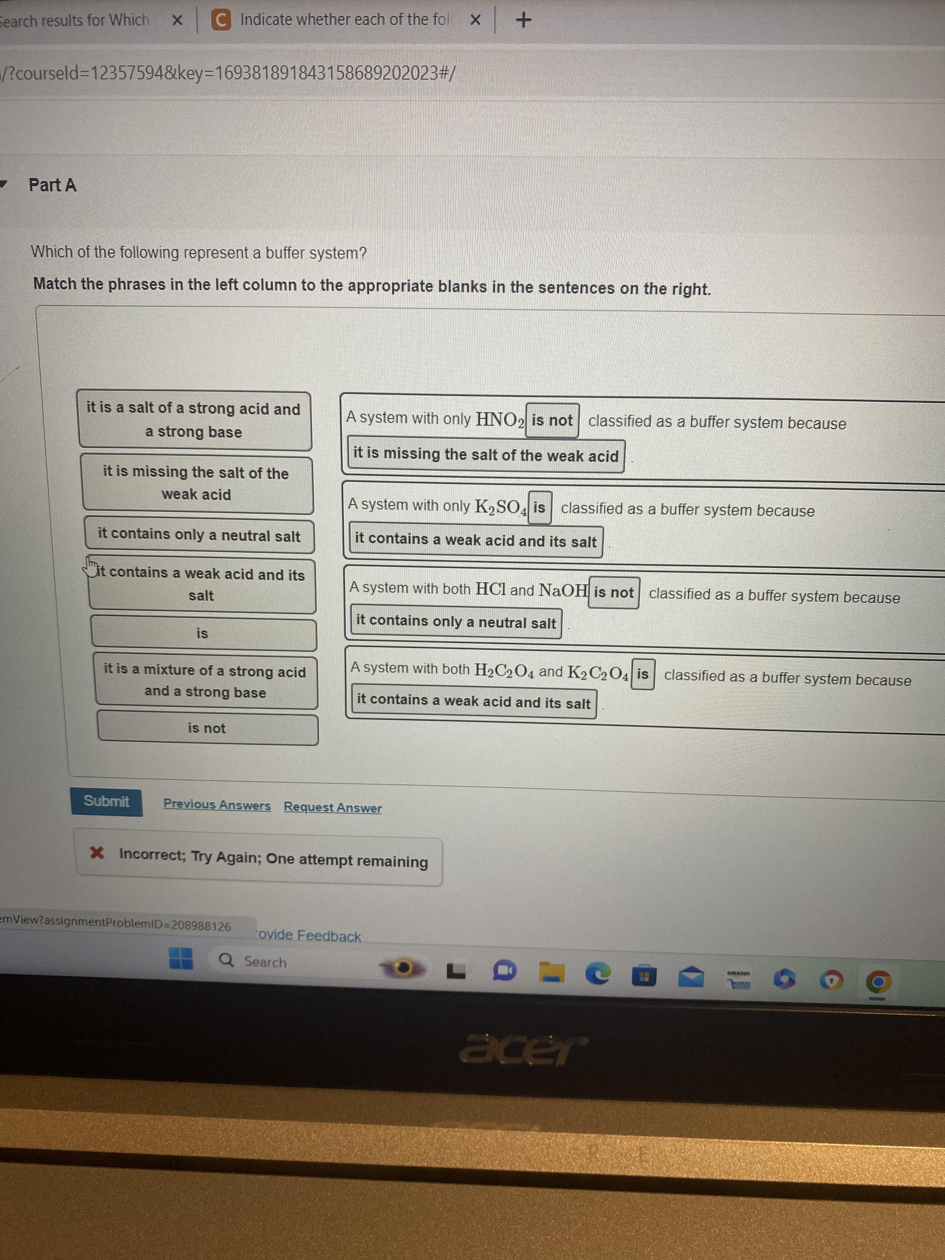 Solved Which of the following represent a buffer system? | Chegg.com