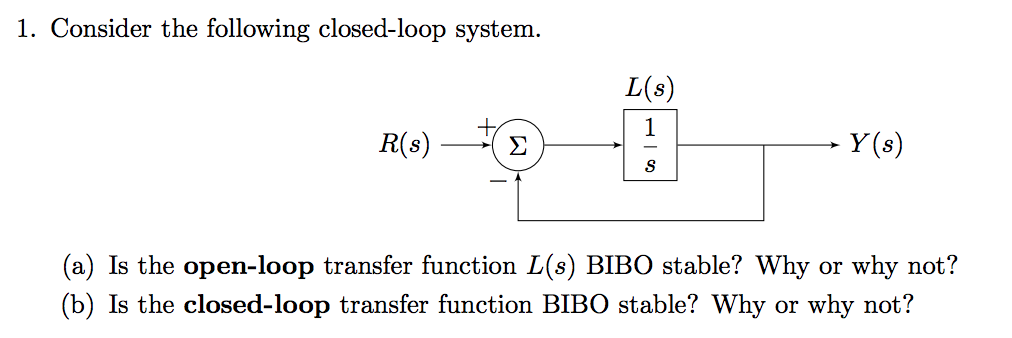 Solved 1. Consider the following closed-loop system. R(s) : | Chegg.com
