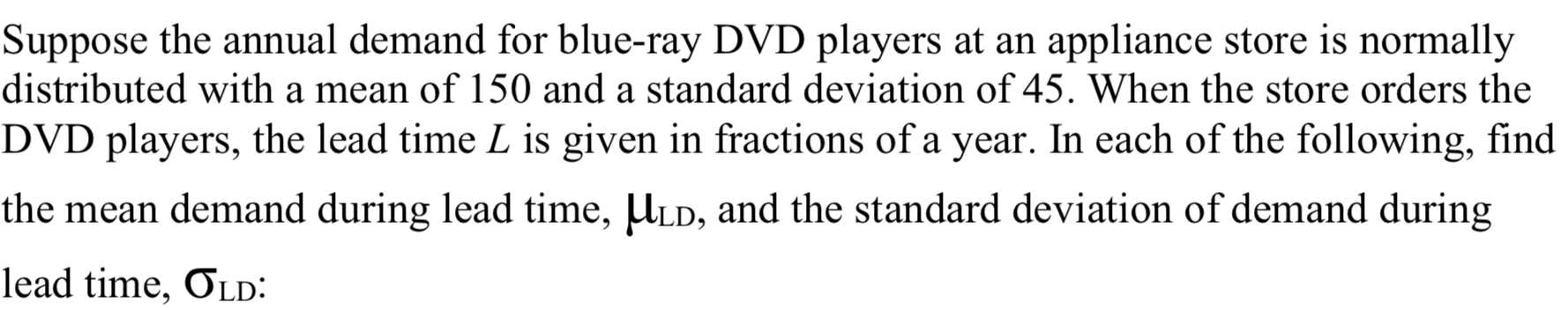 1 What Is The Optimal Ordering Policy Assuming Lead