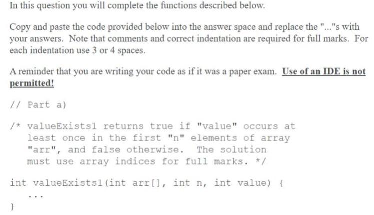 Solved In this question you will complete the functions | Chegg.com