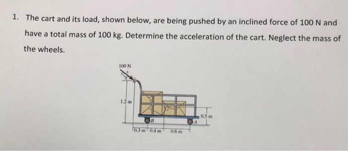 Solved The cart and its load, shown below, are being pushed | Chegg.com