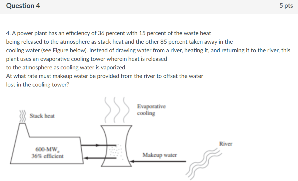 Solved 4. A power plant has an efficiency of 36 percent with | Chegg.com