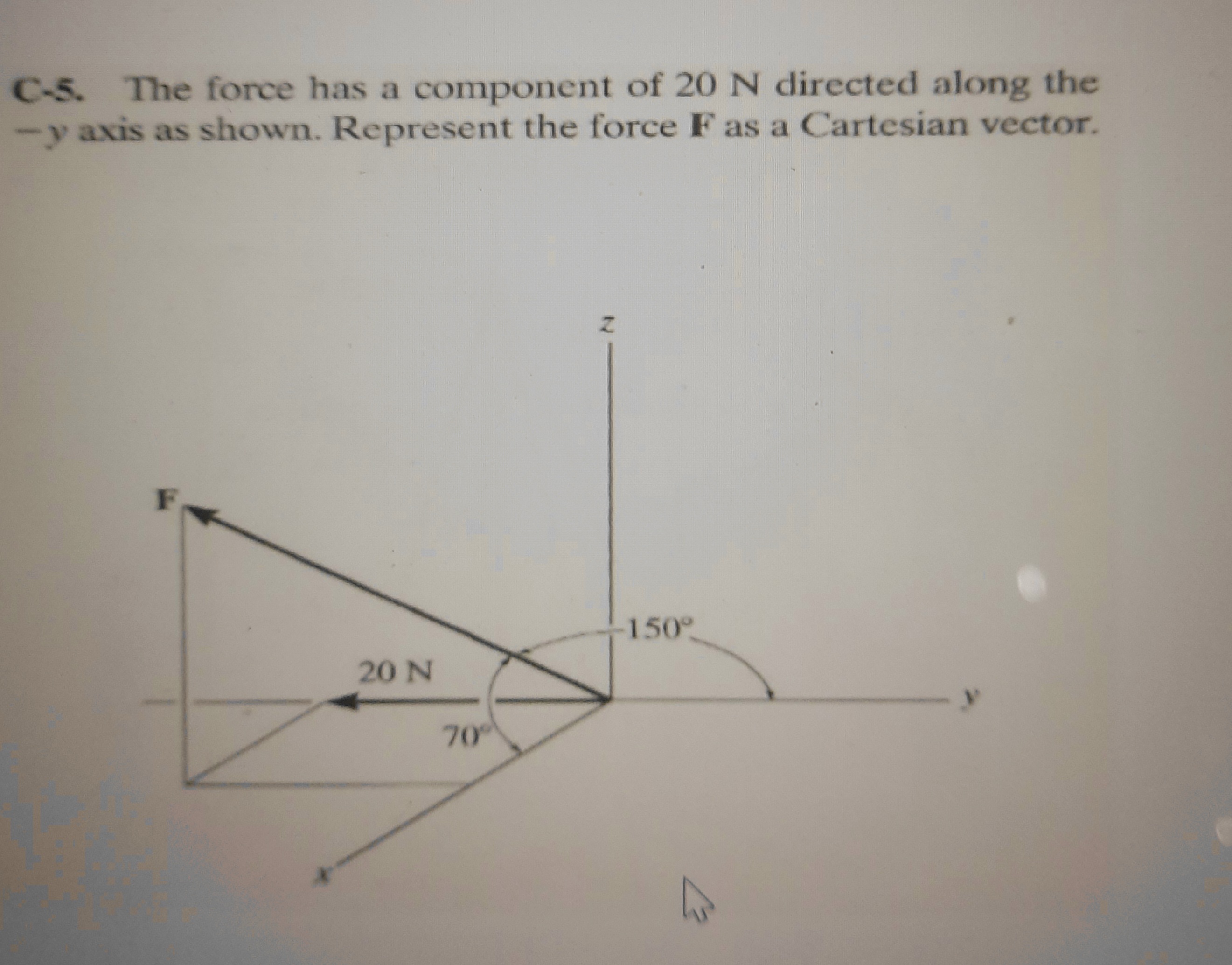 Solved C-5. The force has a component of 20 N directed along | Chegg.com