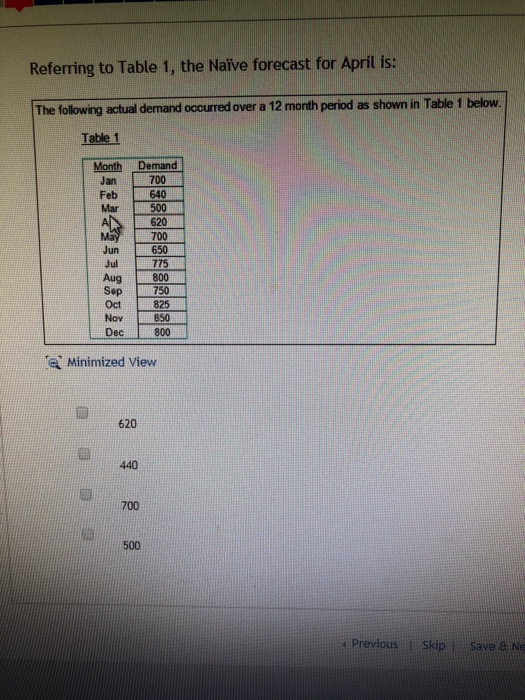 Solved Referring to Table 1, the 6 month moving average for | Chegg.com