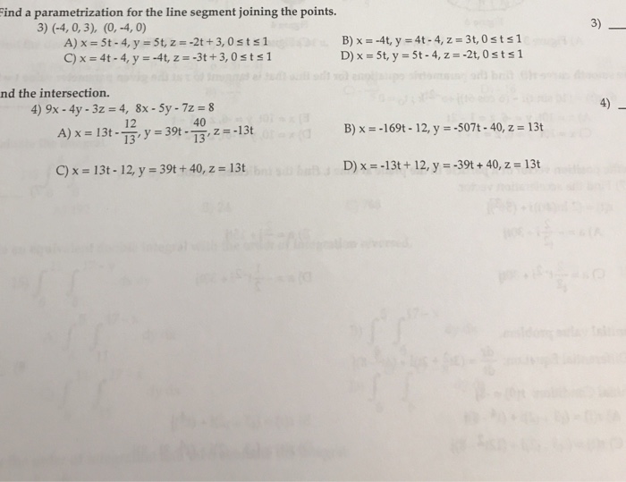 Solved Find a parametrization for the line segment joining | Chegg.com