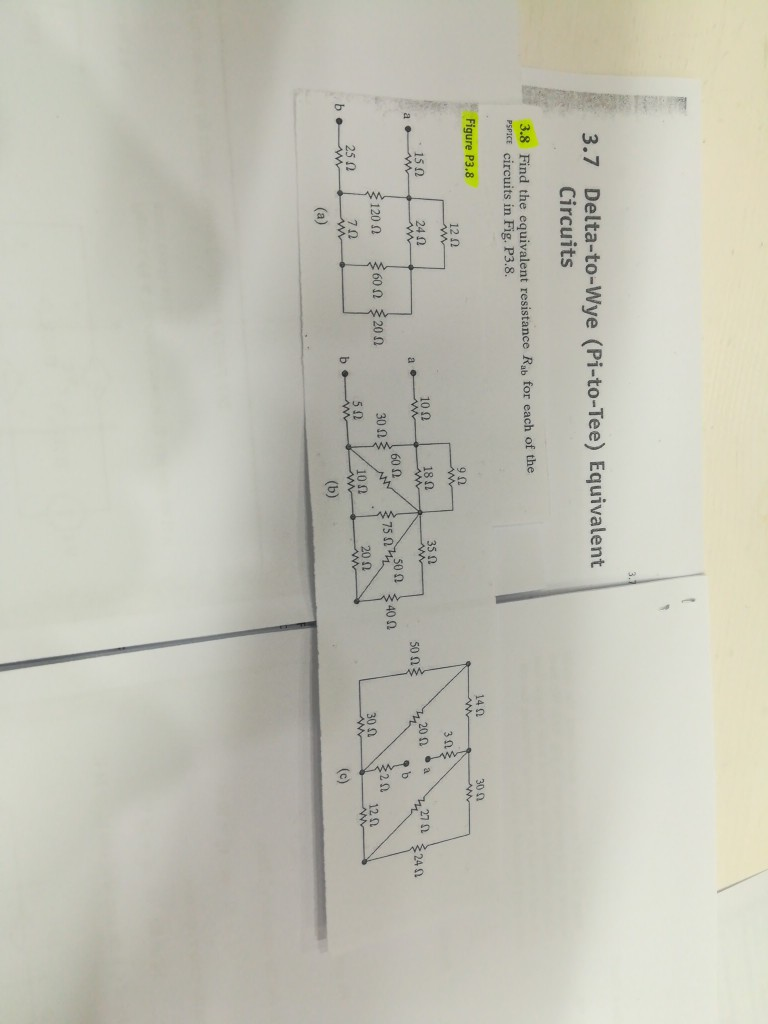 Solved 3.1 3.7 Delta-to-Wye (Pi-to-Tee) Equivalent Circuits | Chegg.com