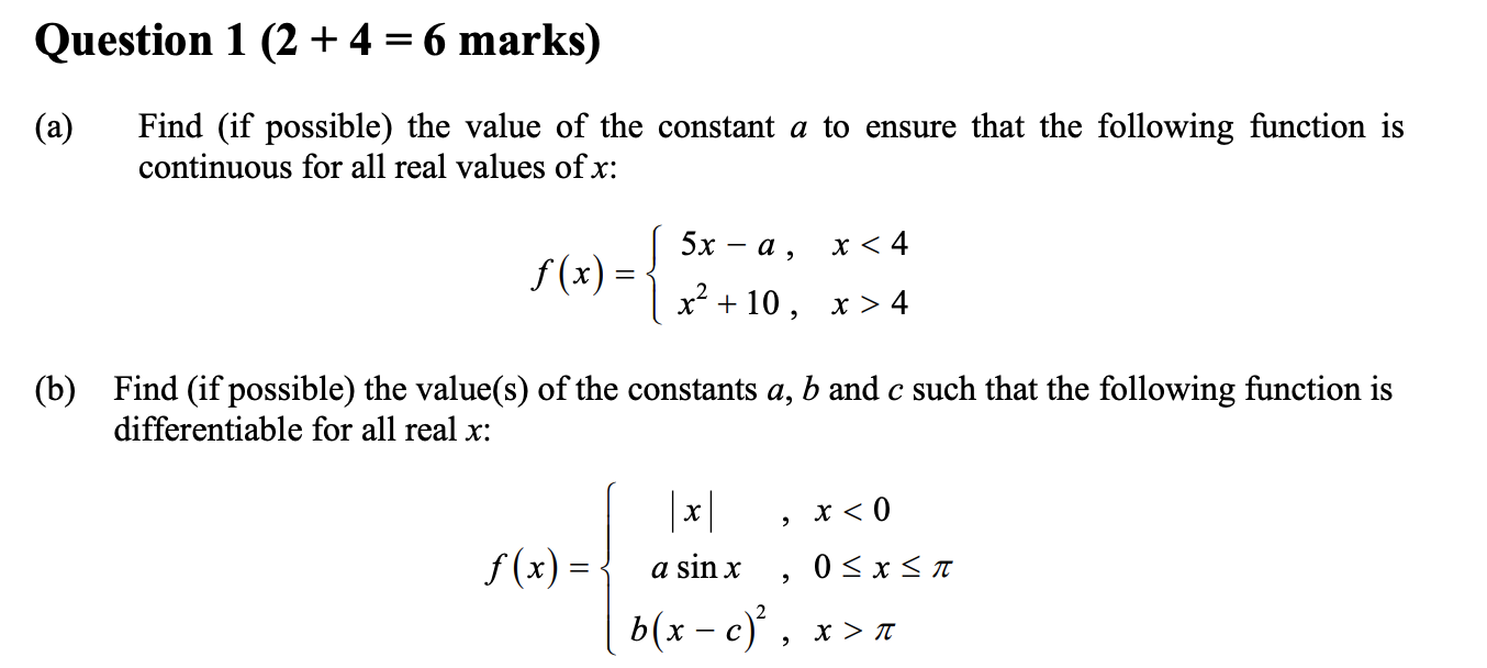 Solved Question 1(2+4=6 marks ) a) Find (if possible) the | Chegg.com