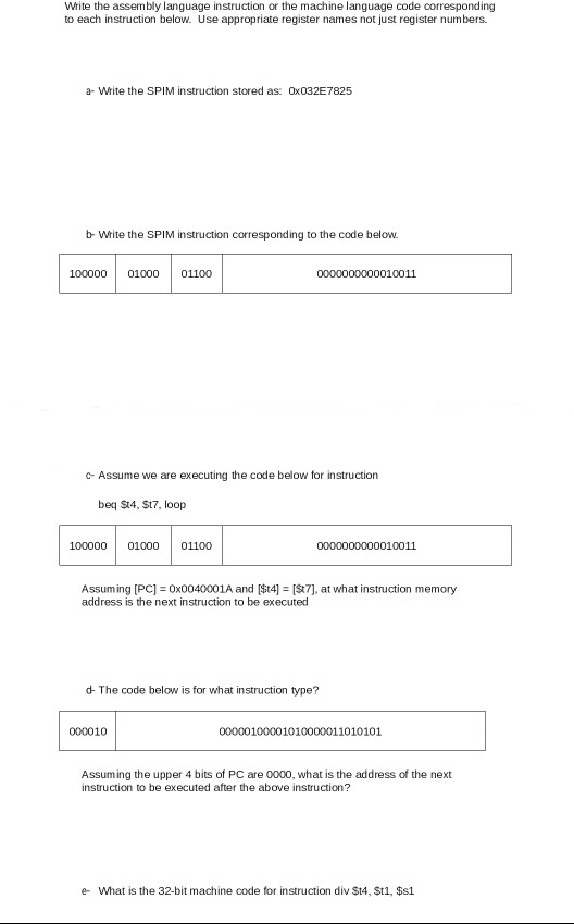 Solved Write the assembly language instruction or the | Chegg.com