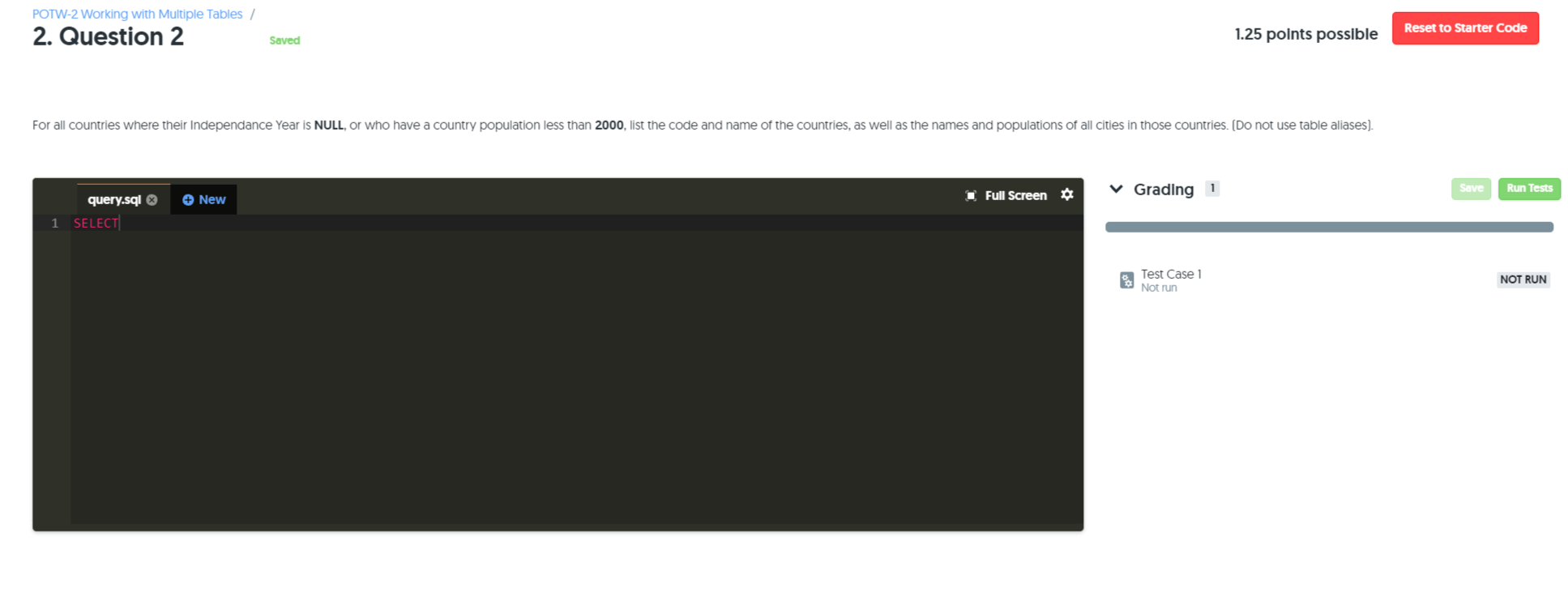 Solved CSCI 2141 ... POTW-2 Working with Multiple Tables | Chegg.com