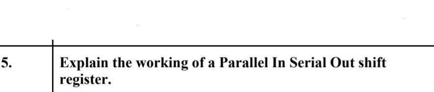 Solved 5. Explain the working of a Parallel In Serial Out | Chegg.com