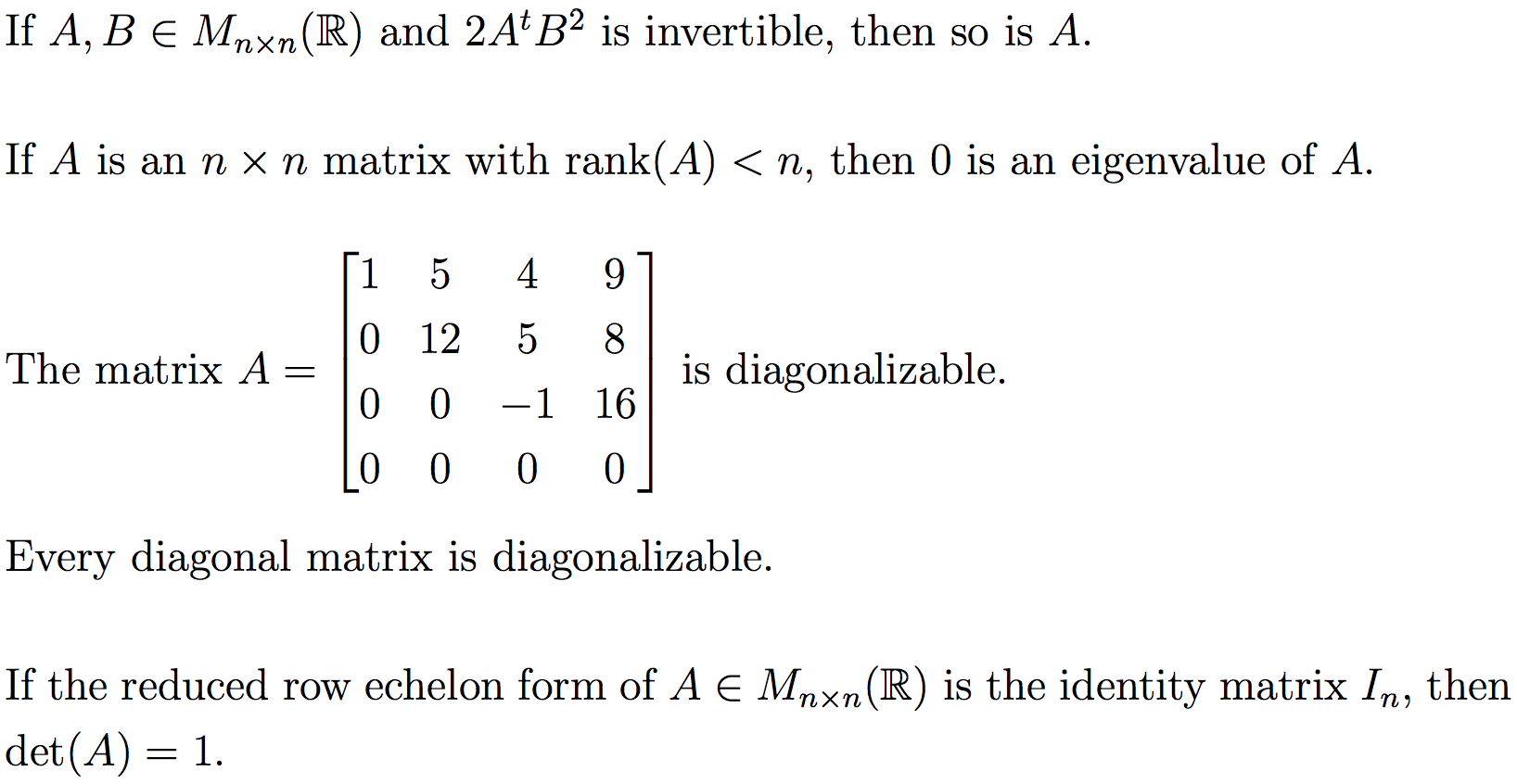 Solved If A, B E Mnxn(R) and 2 A+ B2 is invertible, then so | Chegg.com