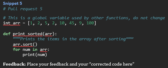 Solved Snippet 5 # Pull request 5 # This is a global | Chegg.com