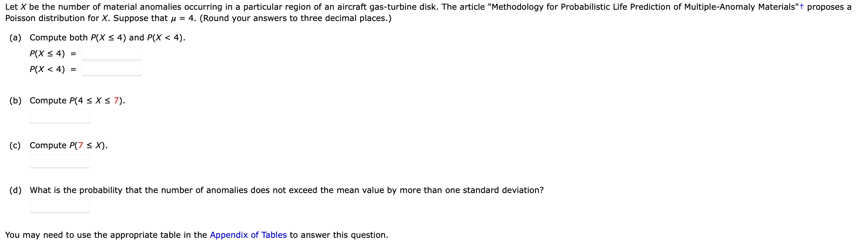 Solved Poisson distribution for X. Suppose that μ=4. (Round | Chegg.com