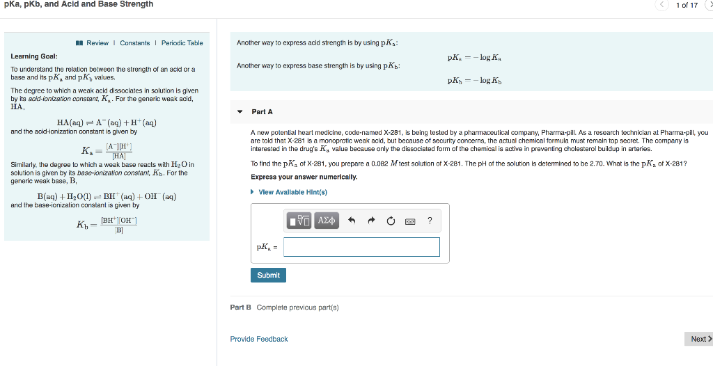 Solved pKa, pKb, and Acid and Base Strength 1 of 17 R. | Chegg.com