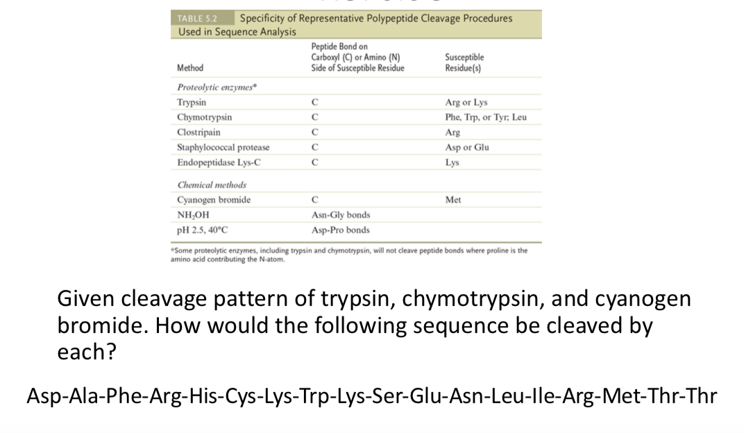 Solved TABLE 5.2 Specificity of Representative Polypeptide | Chegg.com