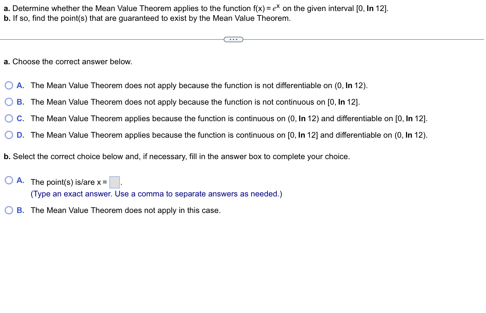 Solved a. Determine whether the Mean Value Theorem applies | Chegg.com
