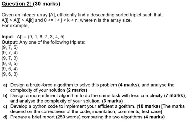 Solved A[i]>A[j]>A[k] and 0