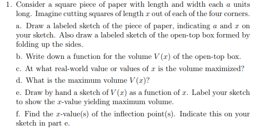 Solved 1. Consider a square piece of paper with length and | Chegg.com