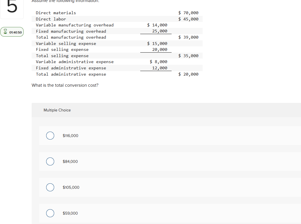 Solved \table[[Direct materials,,$70,000 | Chegg.com