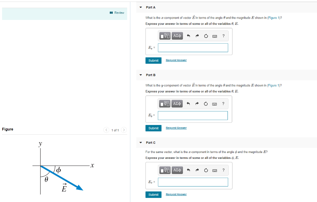 Solved Part A Review What is the 2-component of vector E in | Chegg.com