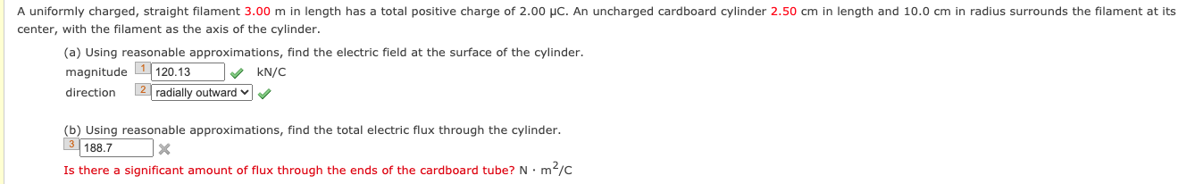 Solved A uniformly charged, straight filament 3.00 m in | Chegg.com