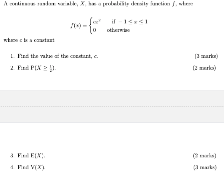 Solved A continuous random variable, X, has a probability | Chegg.com