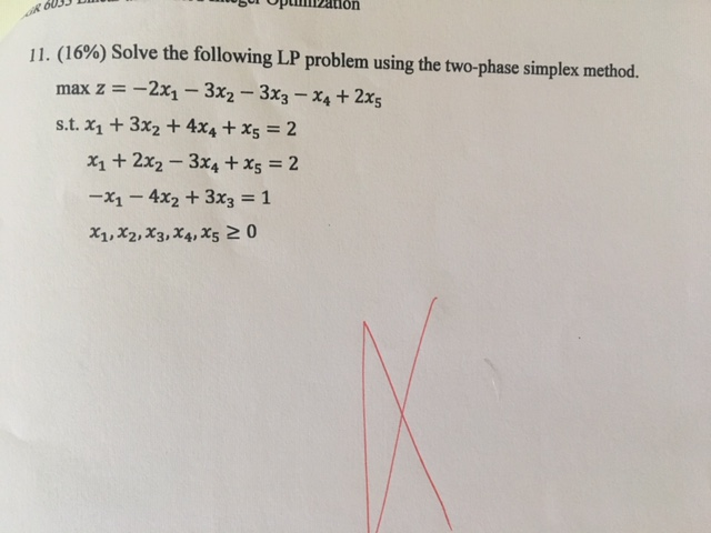 Solved 11, (16%) Solve the following LP problem using the | Chegg.com