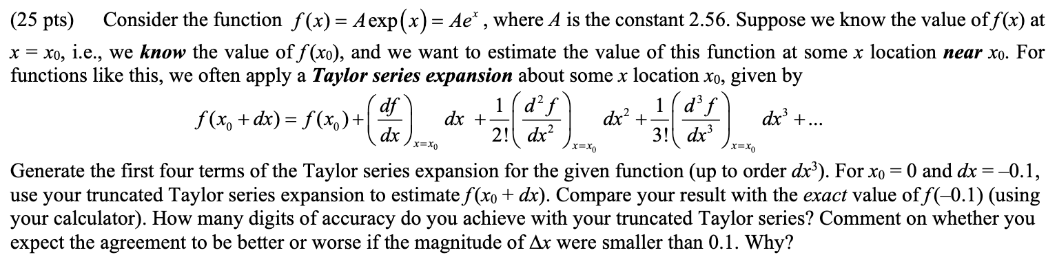 Solved Consider the function f(x)=Aexp(x)=Aex, ﻿where A ﻿is | Chegg.com