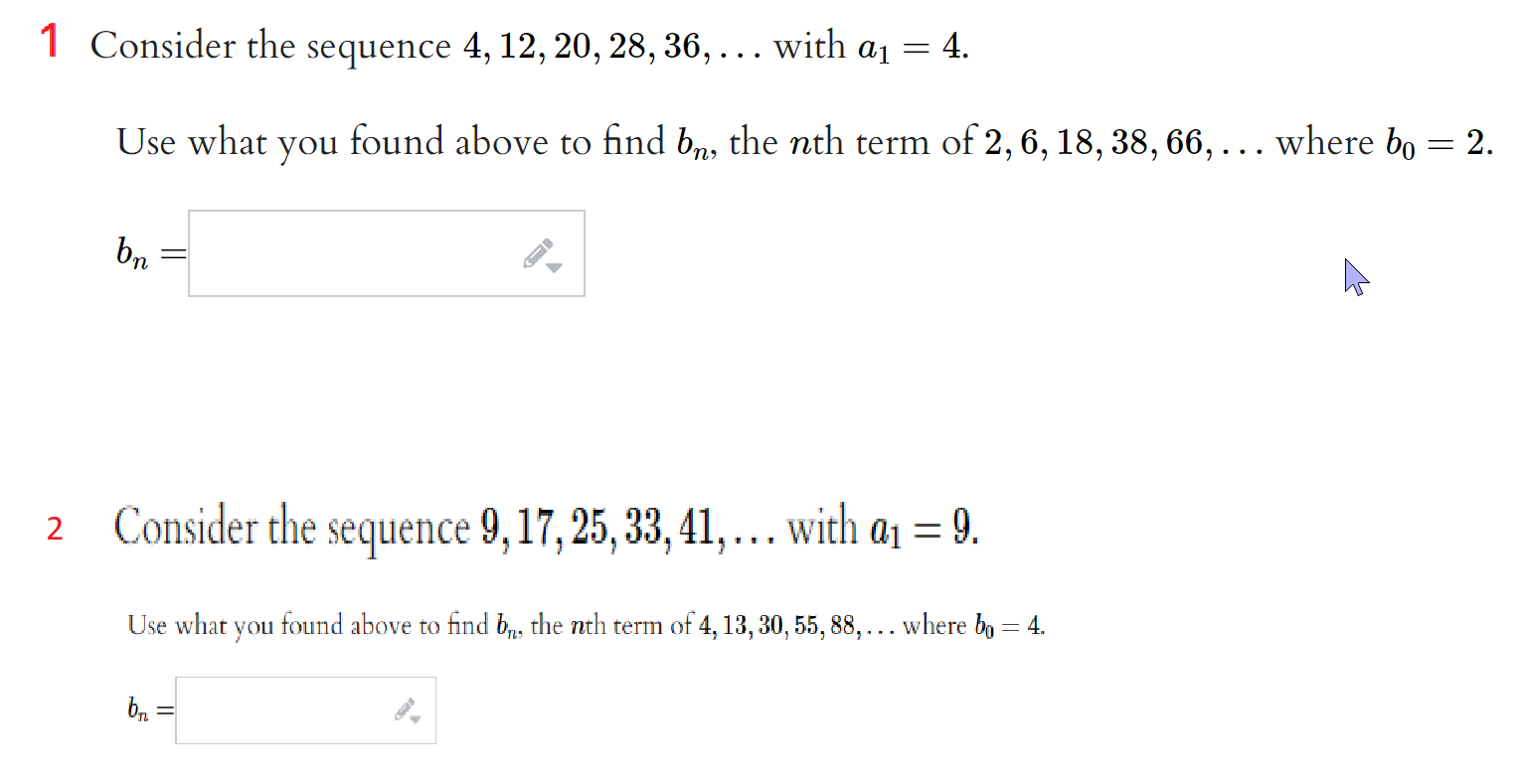 Solved 1 Consider the sequence 4, 12, 20, 28, 36, ... with | Chegg.com