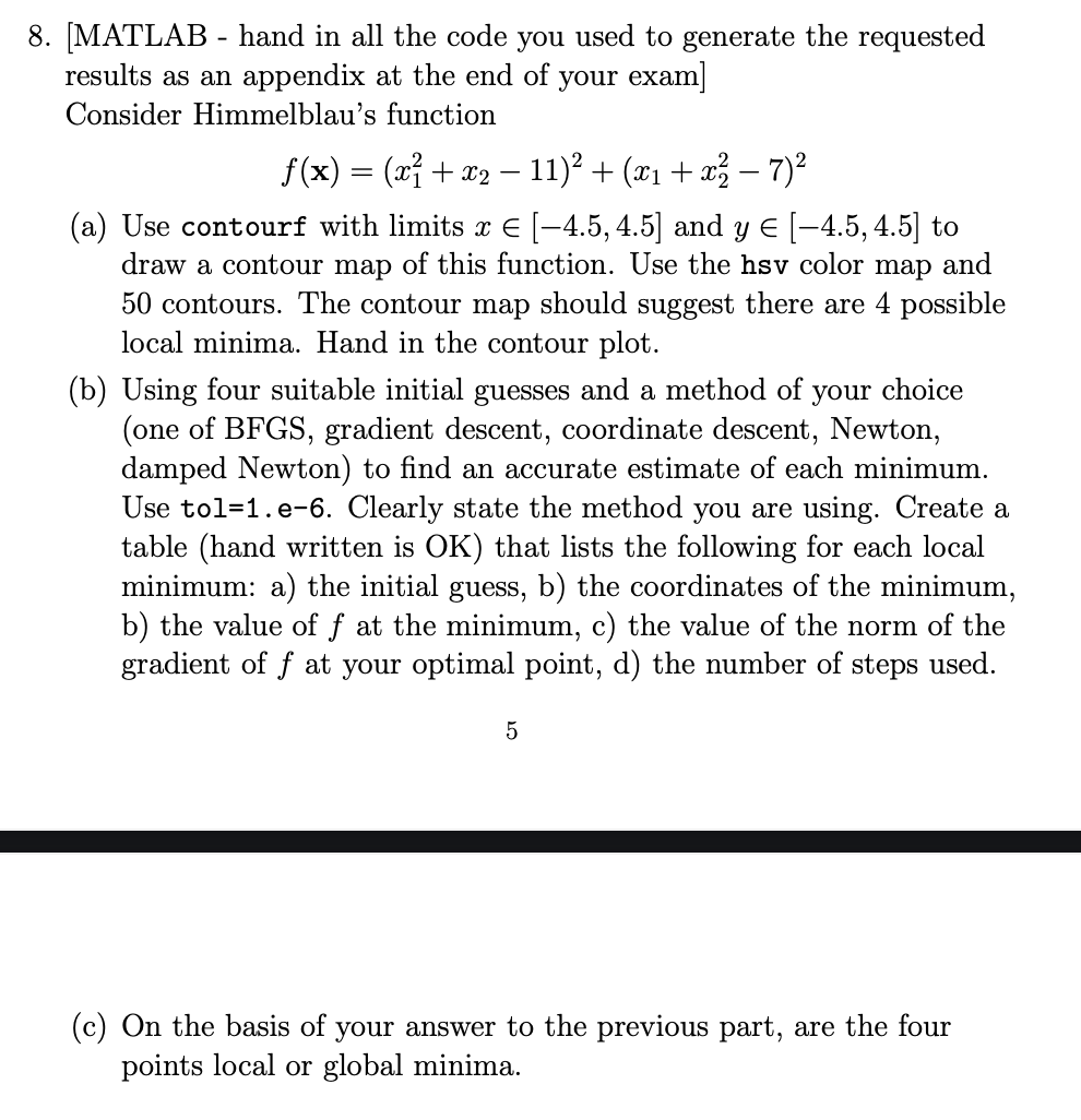 8. [MATLAB - hand in all the code you used to | Chegg.com