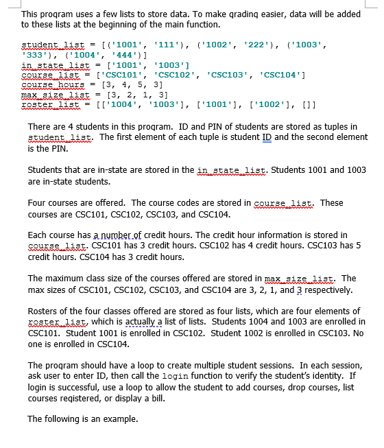 Solved Module: billing.py You must define the following | Chegg.com
