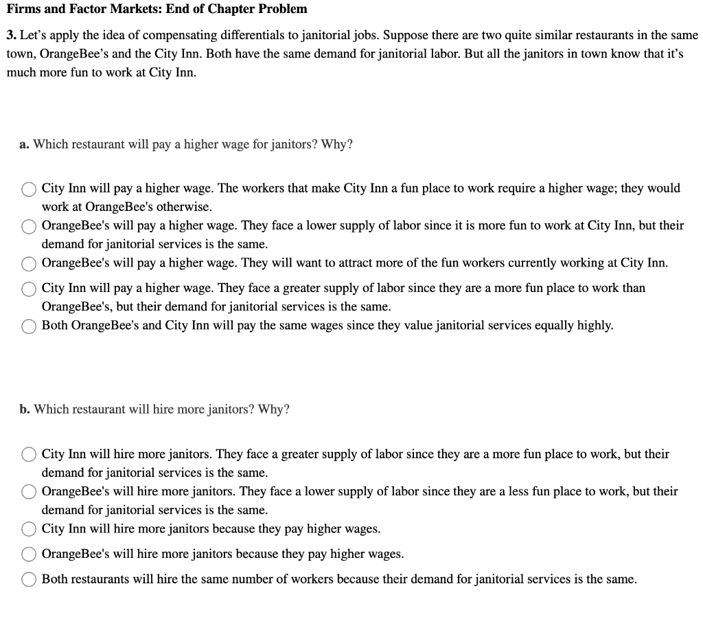 Solved Firms and Factor Markets: End of Chapter Problem 3. | Chegg.com