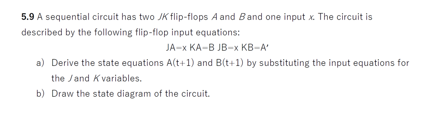 Solved 5.9 A sequential circuit has two JK flip-flops A and | Chegg.com