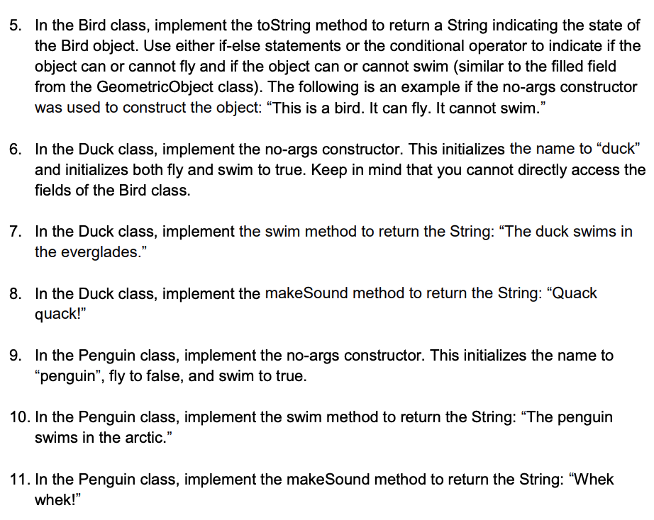 Solved Task: Create a project called Bird_FirstName_LastName | Chegg.com