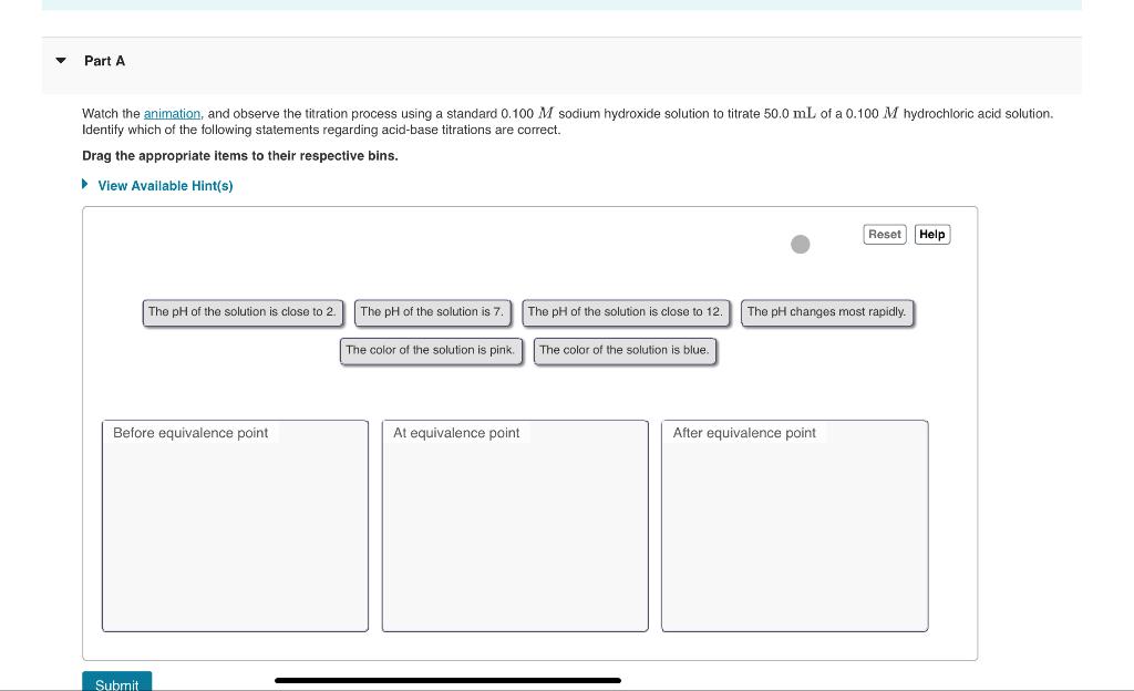 Watch the animation, and observe the titration | Chegg.com
