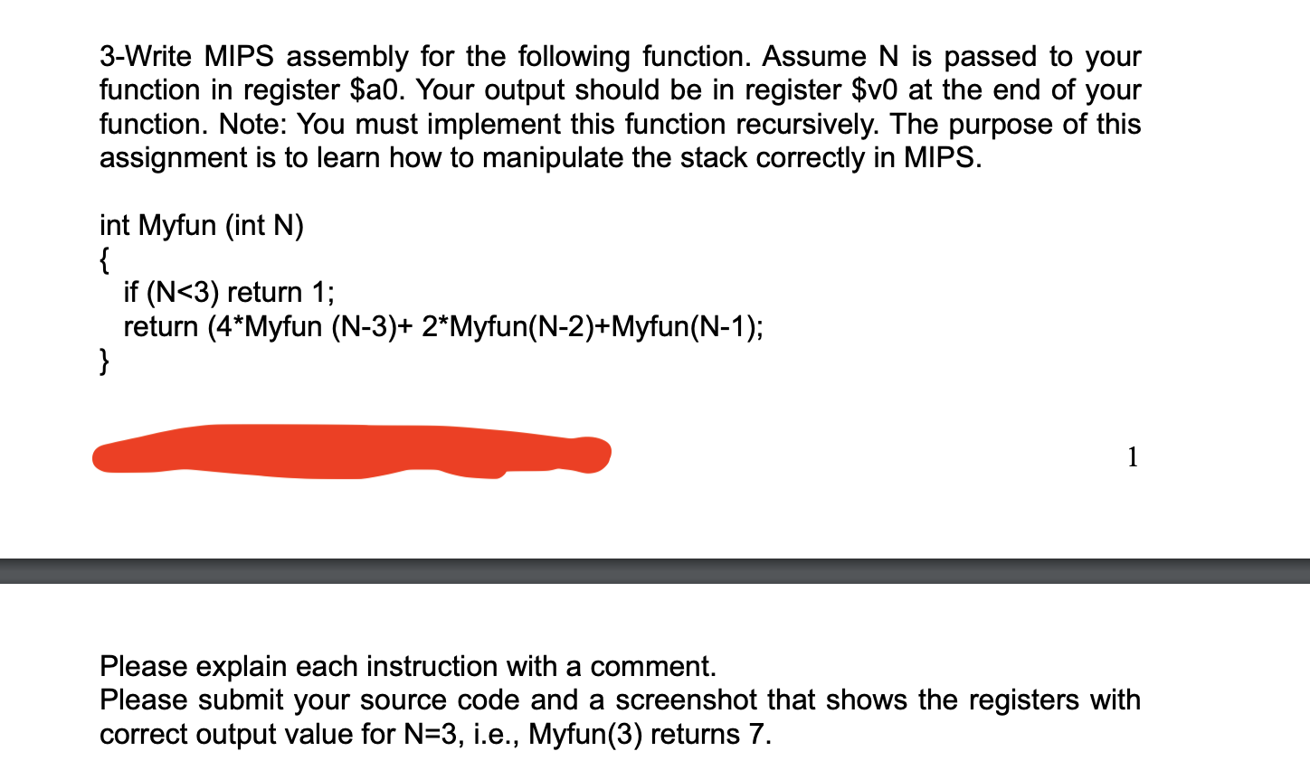 Solved 3-Write MIPS assembly for the following function. | Chegg.com