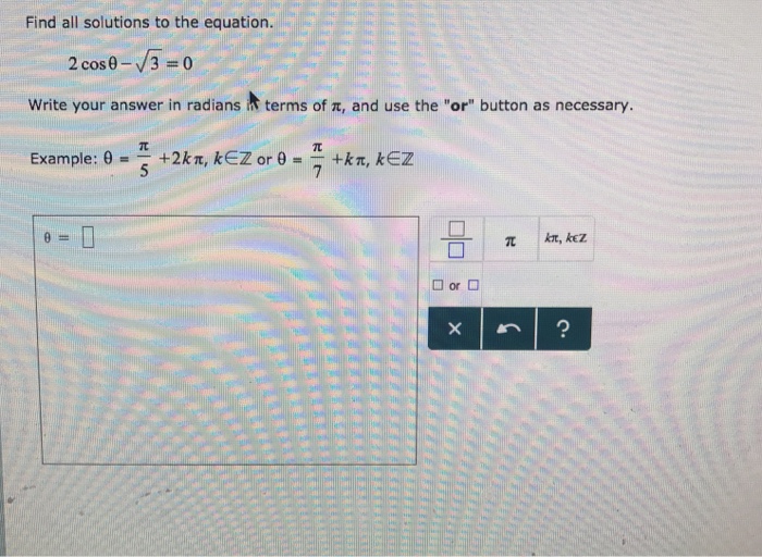 Solved Find all solutions to the equation. 2 cos theta - | Chegg.com