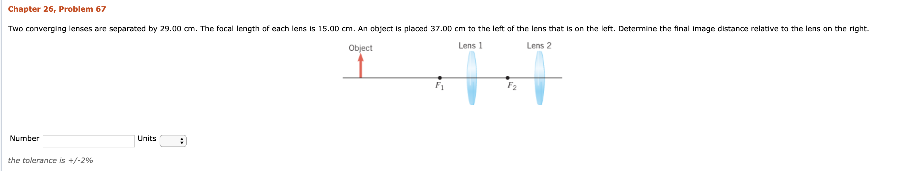 Solved Chapter 26, Problem 67 Two converging lenses are | Chegg.com