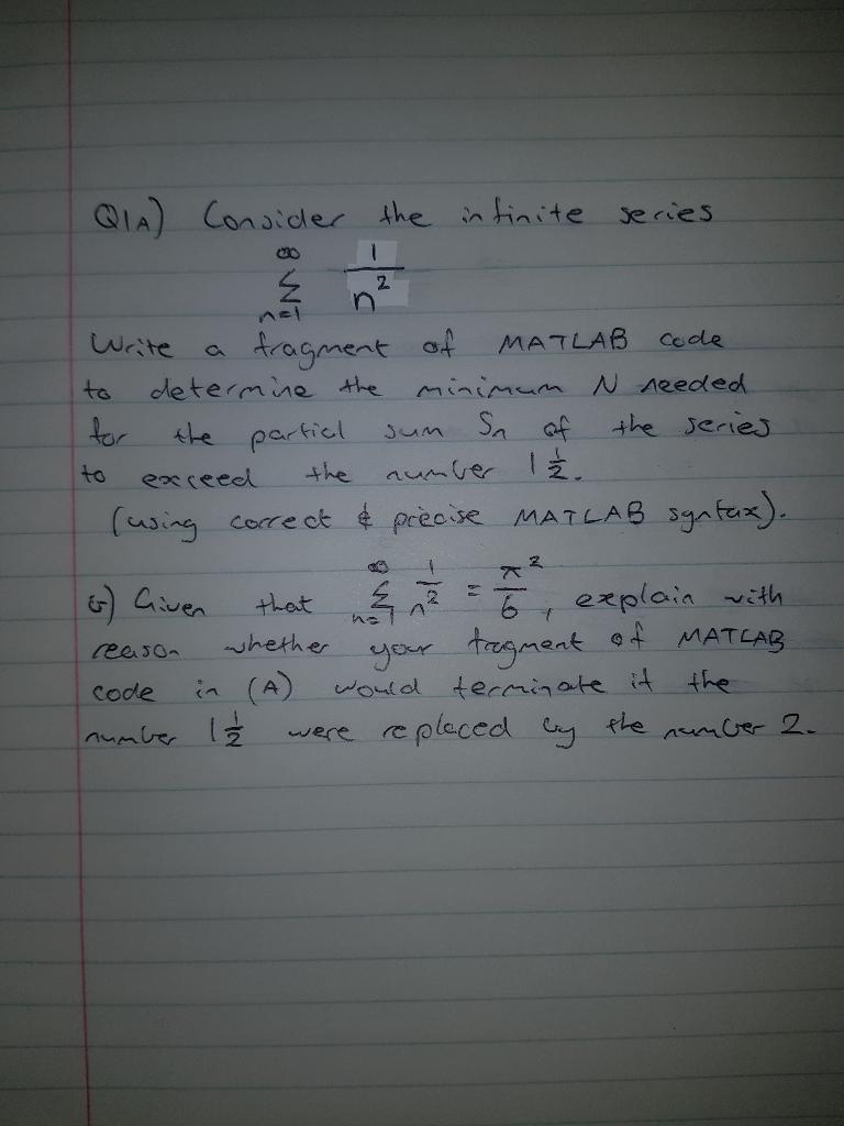 Solved 1 2 code a QIA) Consider the infinite series & Write | Chegg.com
