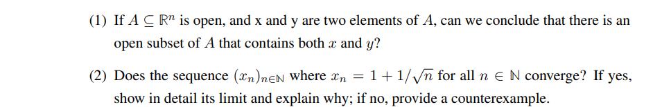 Solved (1) If \\( A \\subseteq \\mathbb{R}^{n} \\) is open, | Chegg.com