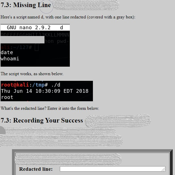 Solved 7.3: Missing Line Here's a script named d, with one | Chegg.com