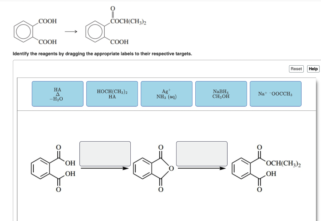 Solved COOH COCH(CH3)2 COOH COOH Identify the reagents by | Chegg.com