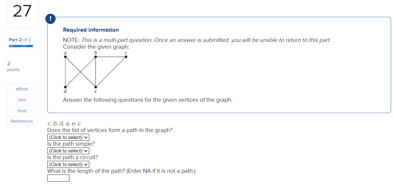 Solved 27 ! Part 2 of 2 Required information NOTE: This is a | Chegg.com