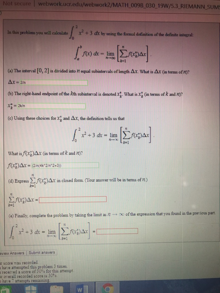 Solved Not secure webwork.ucr.edu/webwork2/MATH 09B 030 | Chegg.com